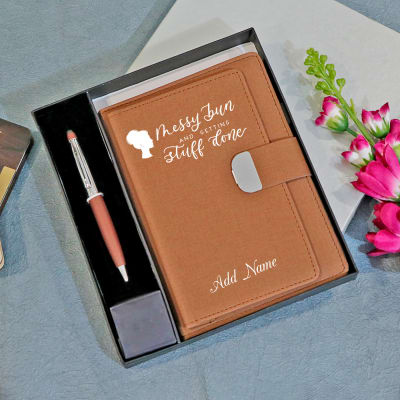 Brown Personalized Diary with Pen: Gift/Send Home and Living Gifts ...