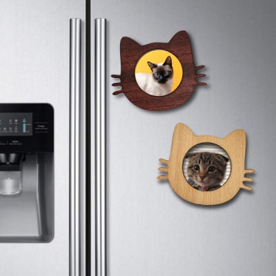 Buy/Send Cat Face Fridge Magnet Photo Frame Beach Wood Online | IGP ...