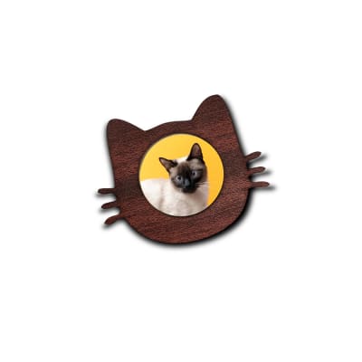 Buy/Send Cat Face Fridge Magnet Photo Frame - Cherry Wood Online | IGP ...