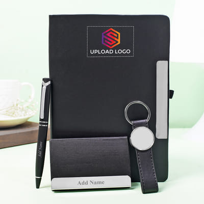 Buy/Send Classic Black Corporate Gift Box Set of 4 Customized With Name ...