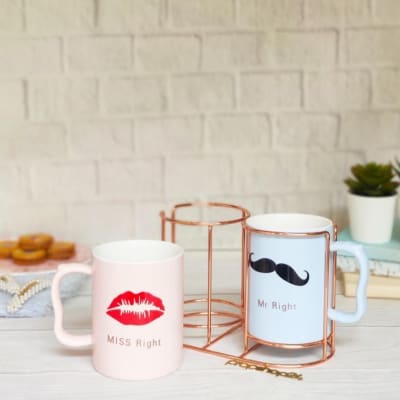 Buy/Send Coffee Mug With Stand Mr Right And Miss Right Blue And Pink ...