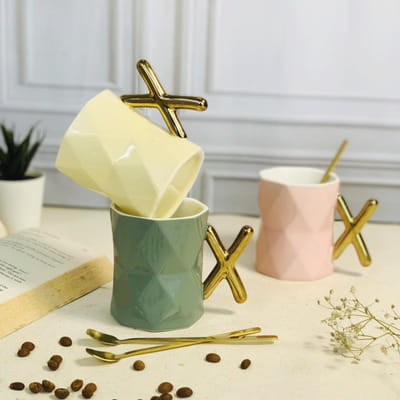 Buy/Send Coffee Mug - X Shaped Handle - Ceramic - 350ml Online | IGP ...