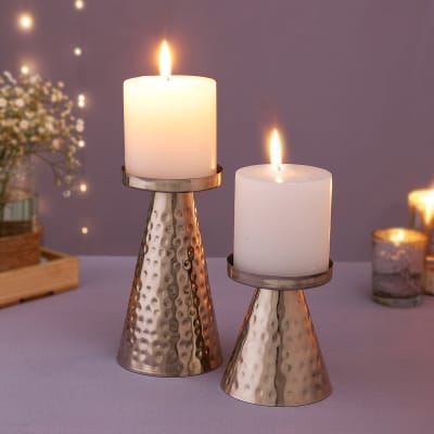Buy/Send Conical Metal Candle Stands With Candles Set of 2 Online | IGP ...