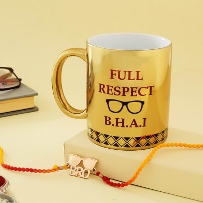 Buy/Send Cool Bro Rakhi With Personalized Golden Mug Online | IGP ...