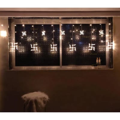 Buy/Send Curtain Lights - Swastik - Warm White Online | IGP | JVS1215823