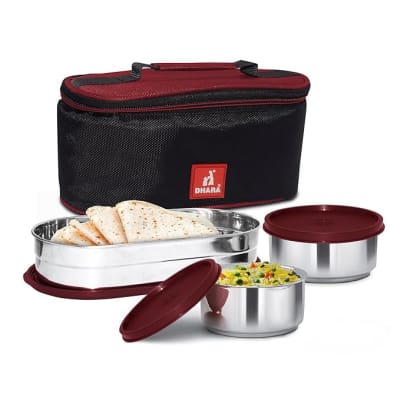 Buy/Send Dhara Stainless Steel Break Time 3 Lunch Box Online | IGP ...