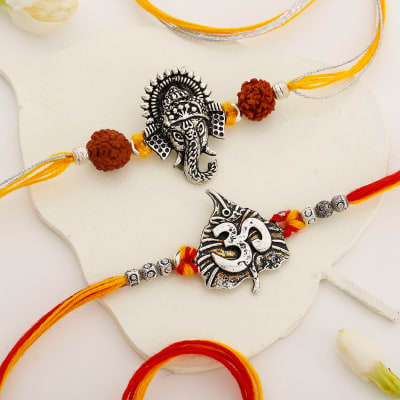 Buy/Send Divine Oxidized Metal Rakhi - Set Of 2 Online | IGP | JVS1262931