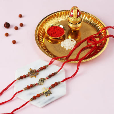 Buy/Send Divine Rudraksh Rakhis With Pooja Thali Online | IGP | J11141446