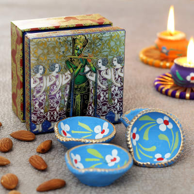 Buy/Send Diya with Almonds in Gift Box Online | IGP | J11103518