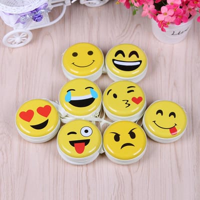 Buy/Send Earphone Case Round Tin Steel Zipper Assorted Design 1 Piece ...