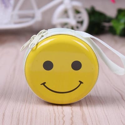 Buy/Send Earphone Case Round Tin Steel Zipper Assorted Design 1 Piece ...