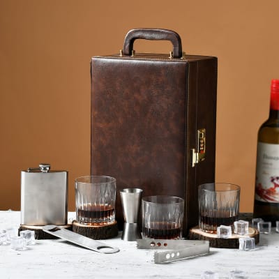 Elegant Brown Portable Bar Set: Gift/Send Home Gifts Online J11143797 ...