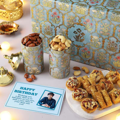 Buy/Send Flavoured Dry Fruits And Baklava With Personalized Birthday ...