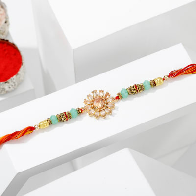Floral Semi Precious Stone Rakhi: Gift/Send Rakhi Gifts Online ...