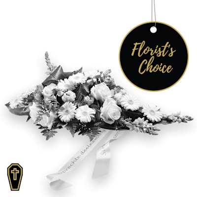 Buy/Send Funeral spray arrangement with ribbon - Florist’s Choice ...