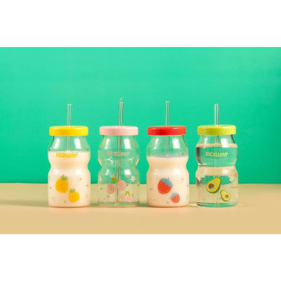 Buy/Send Glass Bottle With Straw Fruity Transparent Single Piece Online ...