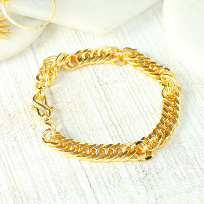 Gold Finish Men's Chain Bracelet: Gift/Send Jewellery Gifts Online ...