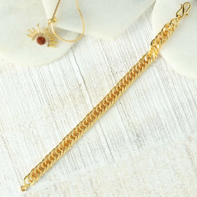 Gold Finish Men's Chain Bracelet: Gift/Send Jewellery Gifts Online ...