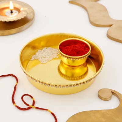 Buy/Send Gold Plated Tilak Thali With Moli Online | IGP | J11146930