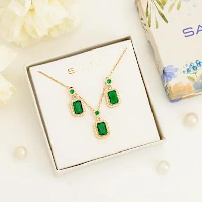 Buy/Send Green Emerald Set 18K Gold Plated Online | IGP | JVS1411873