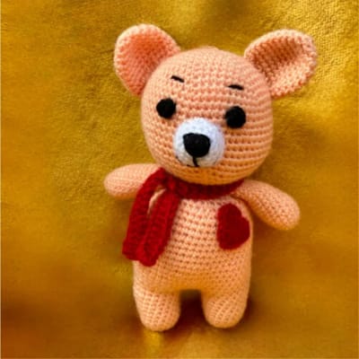 Buy/Send Handmade Crochet Peach Teddy Soft Toy - Single Piece Online ...