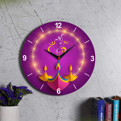 Buy/Send Happy Diwali Ganesha Wooden Wall Clock Online | IGP | J11145824