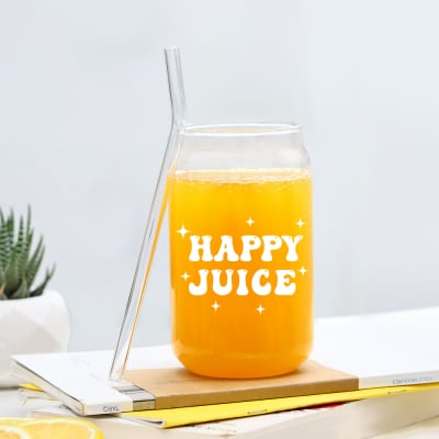 Buy/Send Happy Juice Personalized Can-Shaped Glass With Straw Online ...
