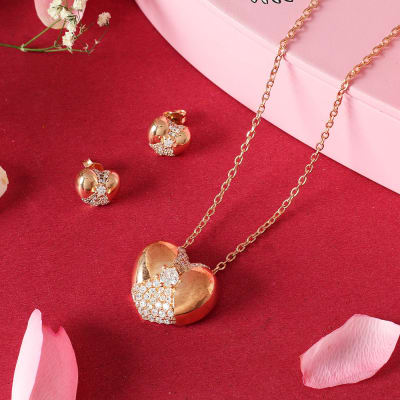 Buy/Send Heart Shaped Pendant and Earrings Set Online | IGP | JVS1197784