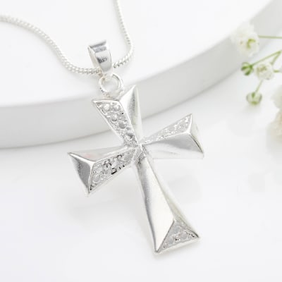 Buy/Send Holy Cross Textured Pendant With Chain - Silver Online | IGP ...