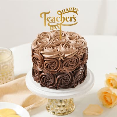Buy/Send Irresistible Chocolate Floral Cake For Teachers Day (Half Kg ...