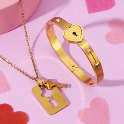 Buy/Send Jewellery Set For Couple Lock And Key Romantic Online | IGP ...