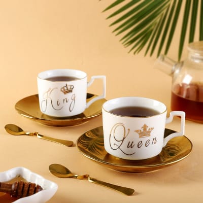 Buy/Send King And Queen Royal Gold Tea Set For 2 Online | IGP | JVS1166839