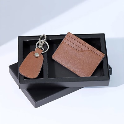 Buy/Send Leather Card Case And Keychain Set Dark Tan Online | IGP ...