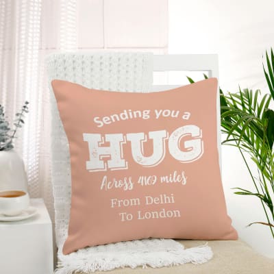 Long Distance Hug Personalized Twill Satin Cushion: Gift/Send Valentine ...