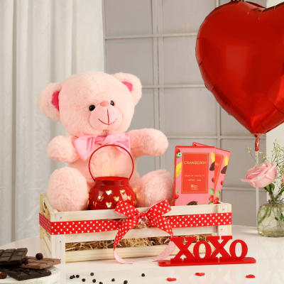 Buy/Send Love And Light Teddy Day Gift Tray Online | IGP | J11153163