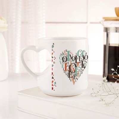 Love & Hearts Personalized Heart Handle Mug: Gift/Send Valentine's Day ...