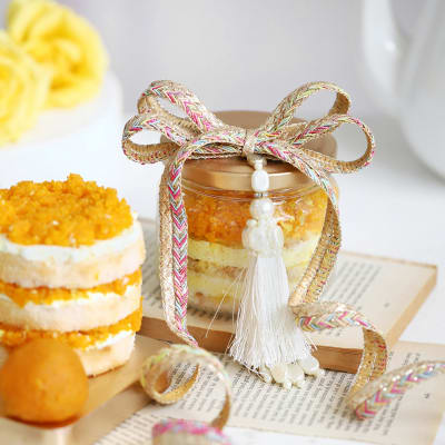 Buy/Send Motichoor Laddu Jar Cake 200gm Online | IGP | JVS1301473