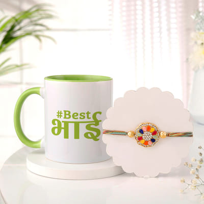 Buy/Send Navratan Rakhi With Best Bhai Mug Online | IGP | JVS1263464