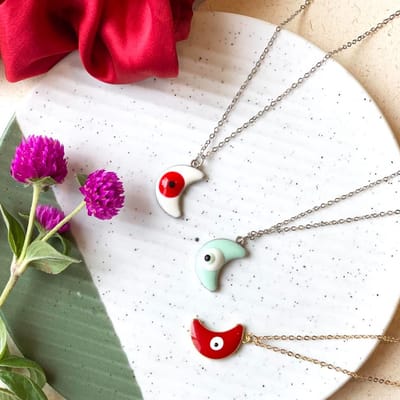 Buy/Send Necklace With Pendant - Evil Eye - Moon Shaped - Juju Joy ...
