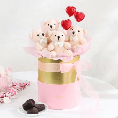 Pastel Teddy Valentine Box: Gift/Send Valentine's Day Gifts Online ...