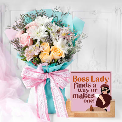 Buy/Send Personalized Boss Lady Frame And Pleasant Bouquet Combo Online ...