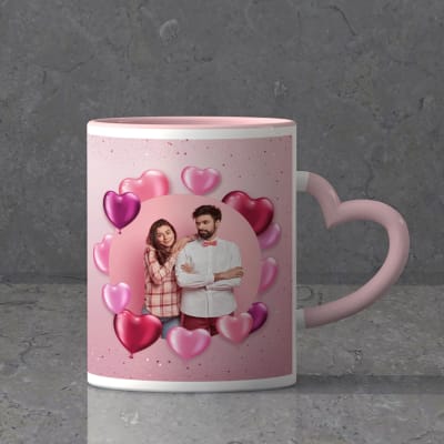 Personalized Ceramic Mug in Pink with Heart Handle: Gift/Send Home and ...