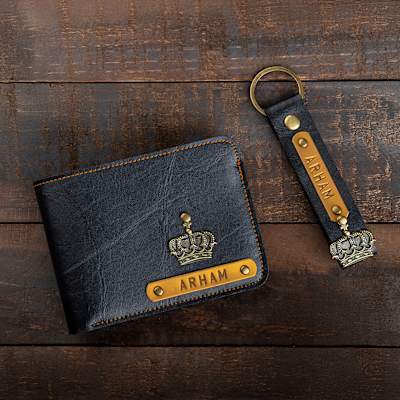 Buy/Send Personalized Classic PU Leather Wallet And Keychain Combo ...