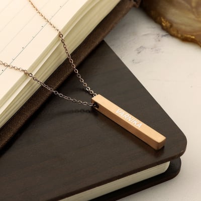 Personalized Cuboid Pendant Rose Gold: Gift/Send Jewellery Gifts Online ...