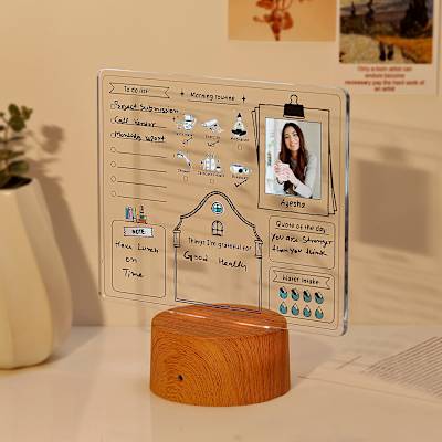 Send Personalized Daily Journal LED Lamp With Wooden Base Online, Same ...