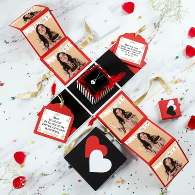 Personalized Explosion Box with Heart Lock Pendant: Gift/Send ...
