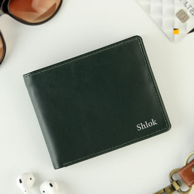 Buy/Send Personalized Green Leather Wallet for Men Online | IGP ...