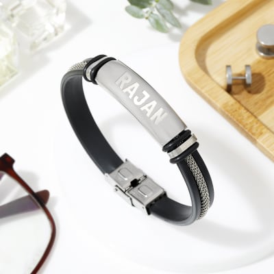 Buy/Send Personalized Jazzy Black Silicone Bracelet For Men Online ...