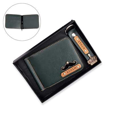 Buy/Send Personalized PU Leather Money Clipper And Keychain Combo ...