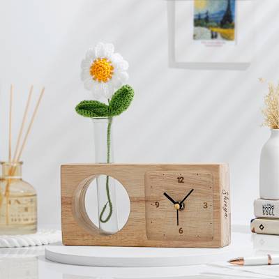 Buy/Send Personalized Timeless Wooden Clock With Crochet Daisy Online ...